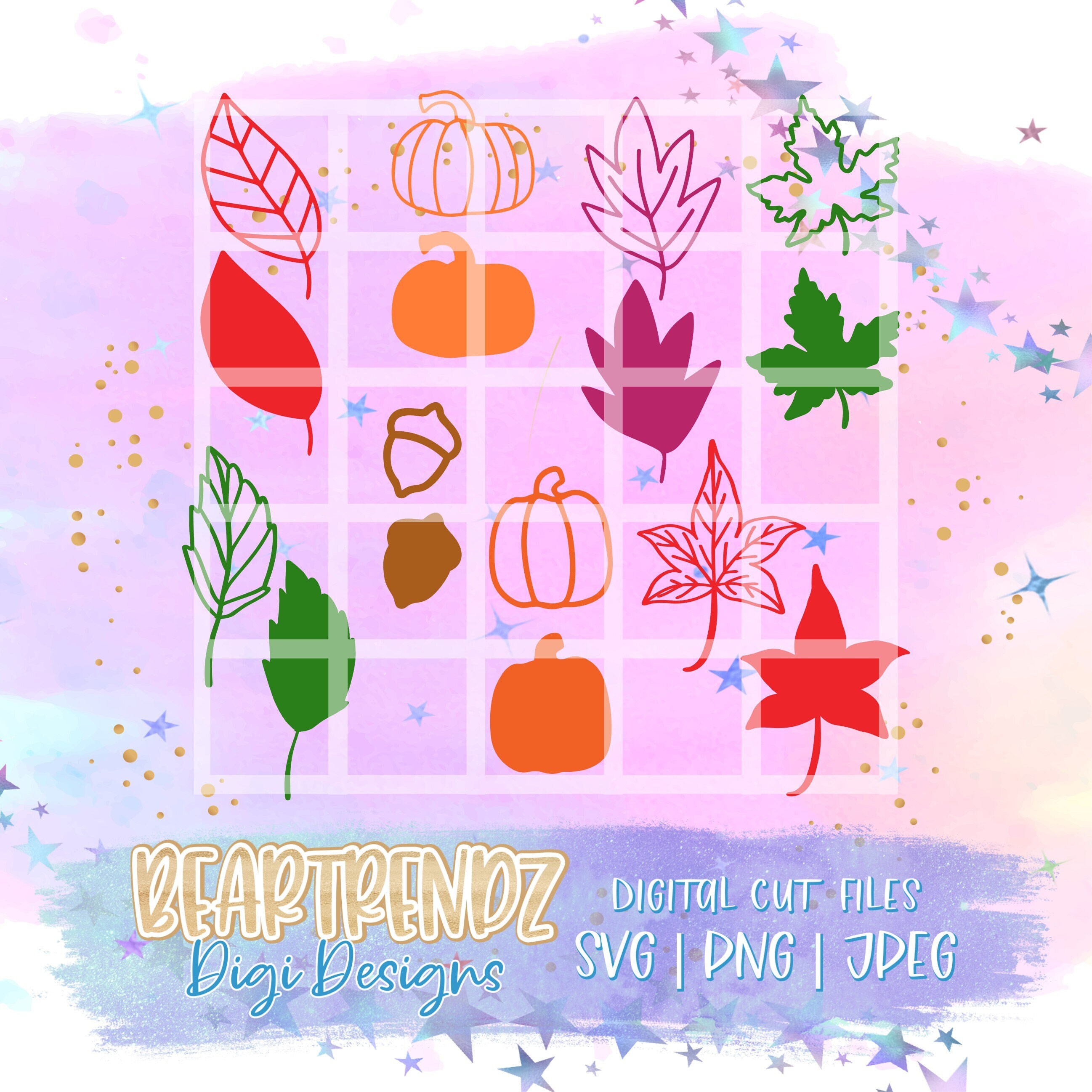 Fall Leaves With Offset Svg Autumn Leaves Svg Hello Fall - Etsy