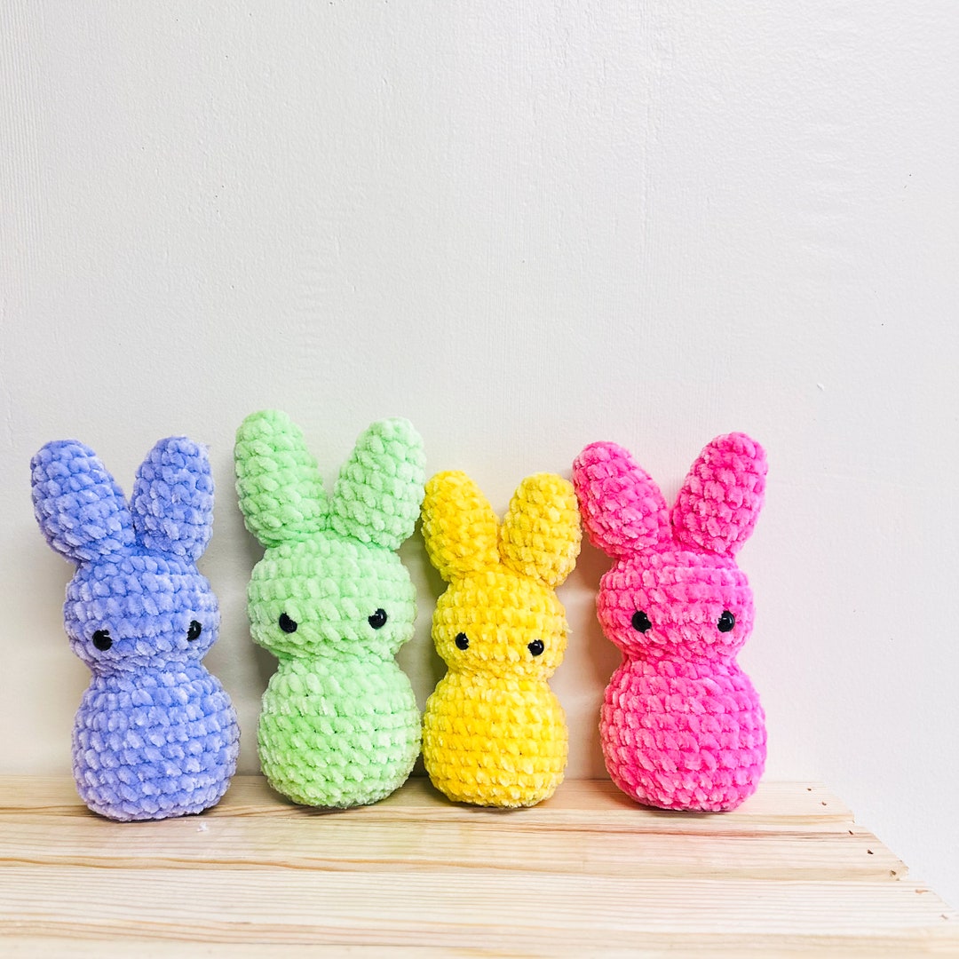 Crochet Colorful Easter Peeps Plushies, Easter Bunnies Home Decor ...