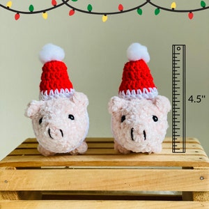 Crochet Mini Pig With Christmas Hat, Mini Pig Santa Claus, Mini Pig ...