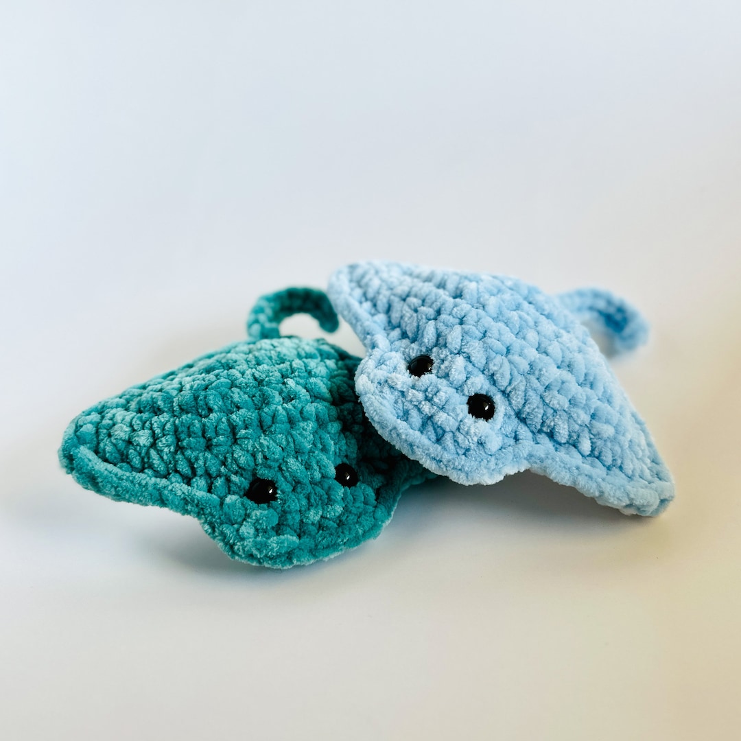Crochet Stingray Squishy Toy, Amigurumi Stingray, Blue Stingray Plushie ...