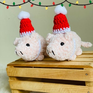 Crochet Mini Pig With Christmas Hat, Mini Pig Santa Claus, Mini Pig ...