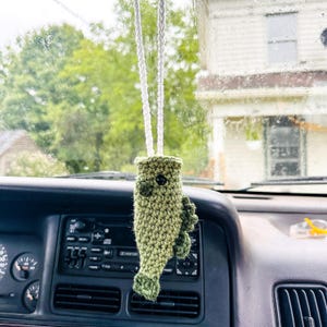 Crochet Sea Bass Car Decor, Car Mirror Accessories, Cute Fish Car ...
