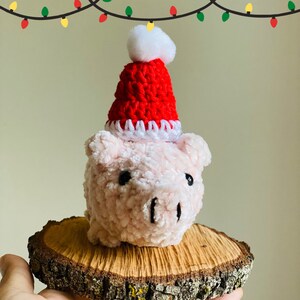 Crochet Mini Pig With Christmas Hat, Mini Pig Santa Claus, Mini Pig ...