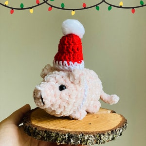 Crochet Mini Pig With Christmas Hat, Mini Pig Santa Claus, Mini Pig ...