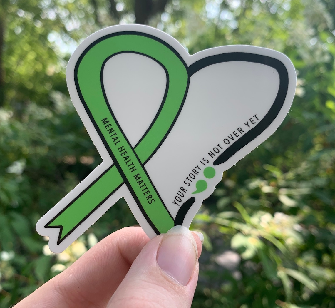 Mental Health Awareness Ribbon Matte Vinyl Sticker 100% | Etsy