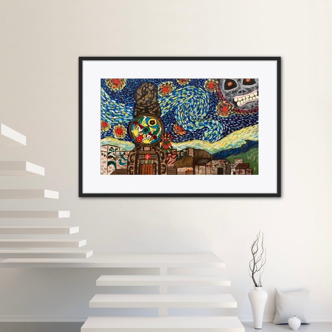 Starry Night Legend of Zelda Majora's Mask Art Original Painting Print ...