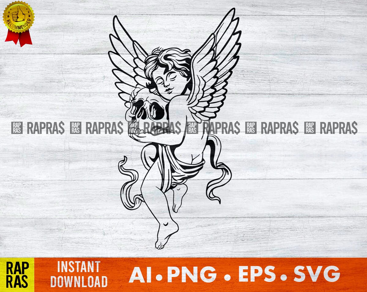 Romantic Cupid Hug Skull Head PNG, SVG, Ai, EPS Perfect File for T ...