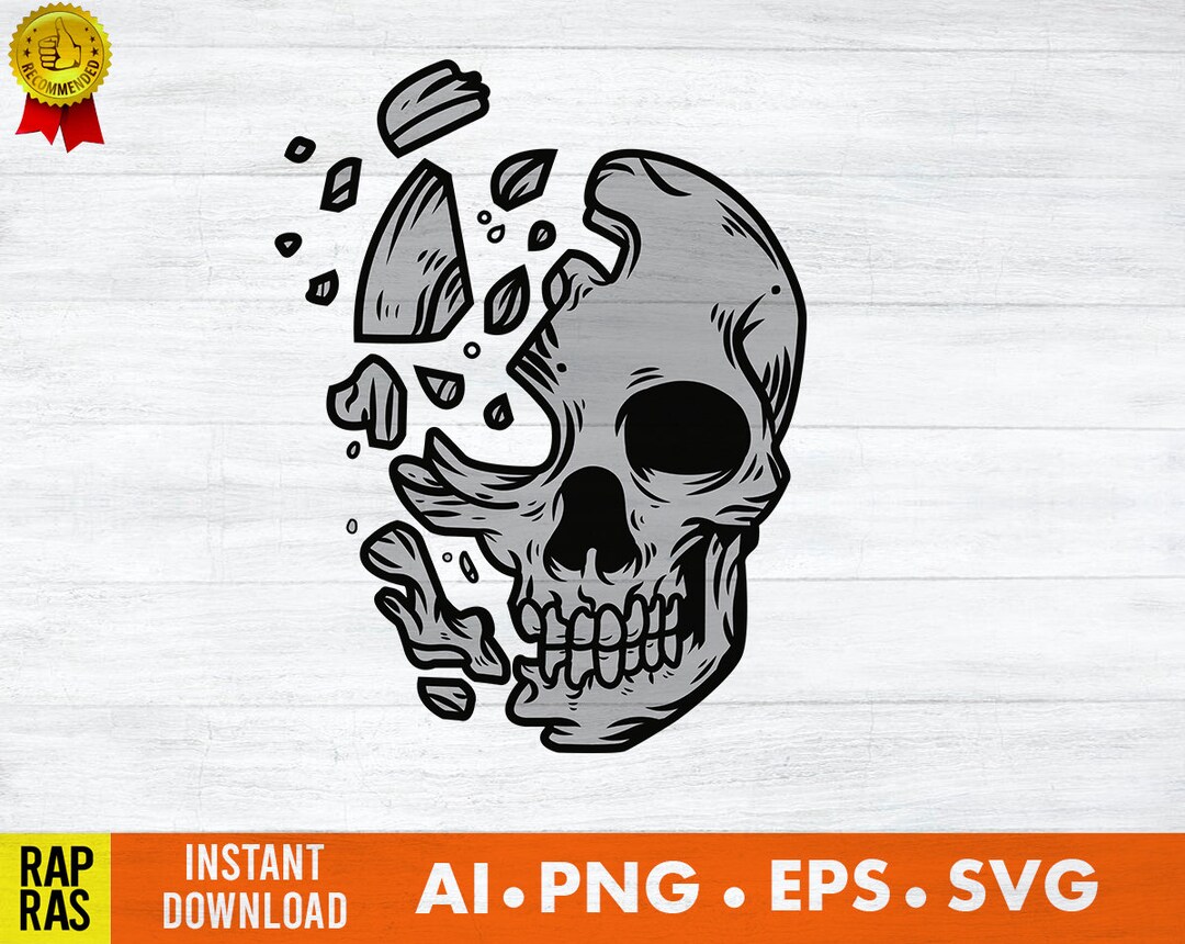 Cracked Skull PNG, SVG, Ai, EPS File for T-shirts Design Digital Art 100% Vector - Etsy
