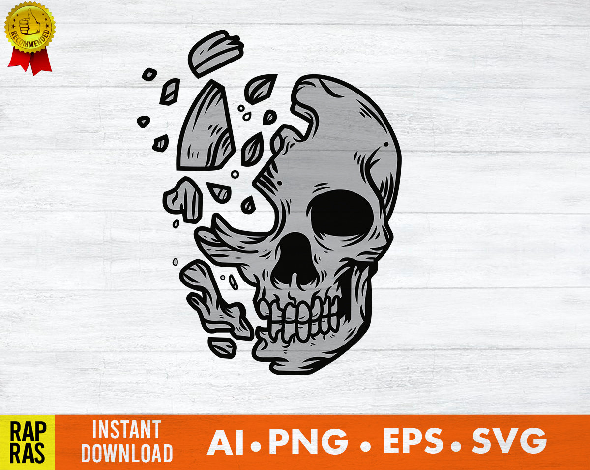 Cracked Skull PNG, SVG, Ai, EPS File for T-shirts Design Digital Art 100% Vector - Etsy