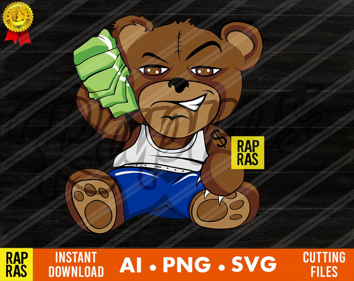 Teddy Bear Cocky Smirk Stacked Money Digital File Vector - Etsy