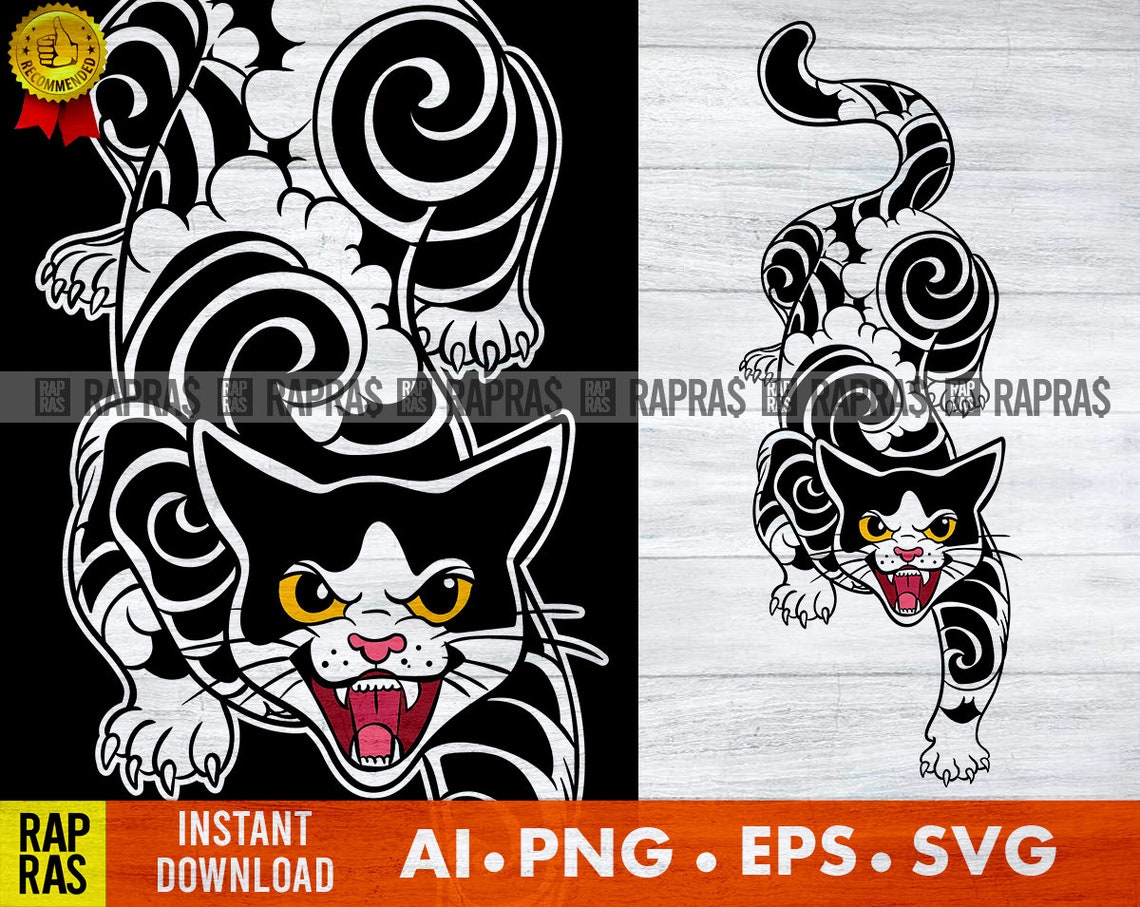Cat Yakuza Japanese Oriental Style Artwork PNG, SVG, Ai, EPS File for T ...