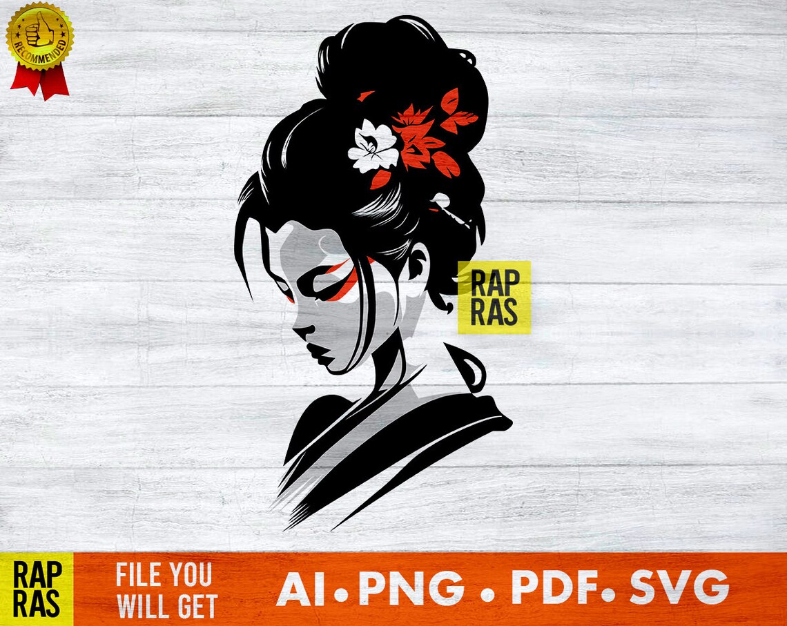 Graceful Geisha Japanese Girl SVG EPS PNG Digital Files for T-shirts ...