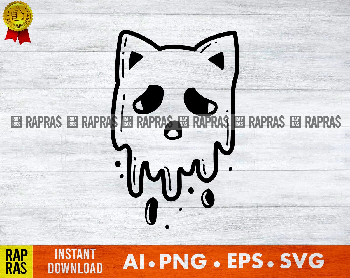 Cute Melted Cat Head PNG SVG Ai EPS File for T-shirts - Etsy