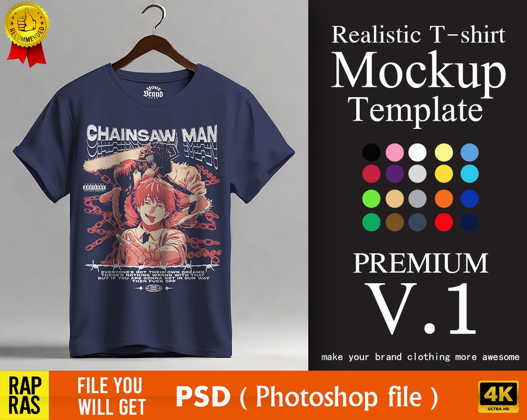 Realistic T-shirt Mockup Template Design High-quality PSD - Etsy