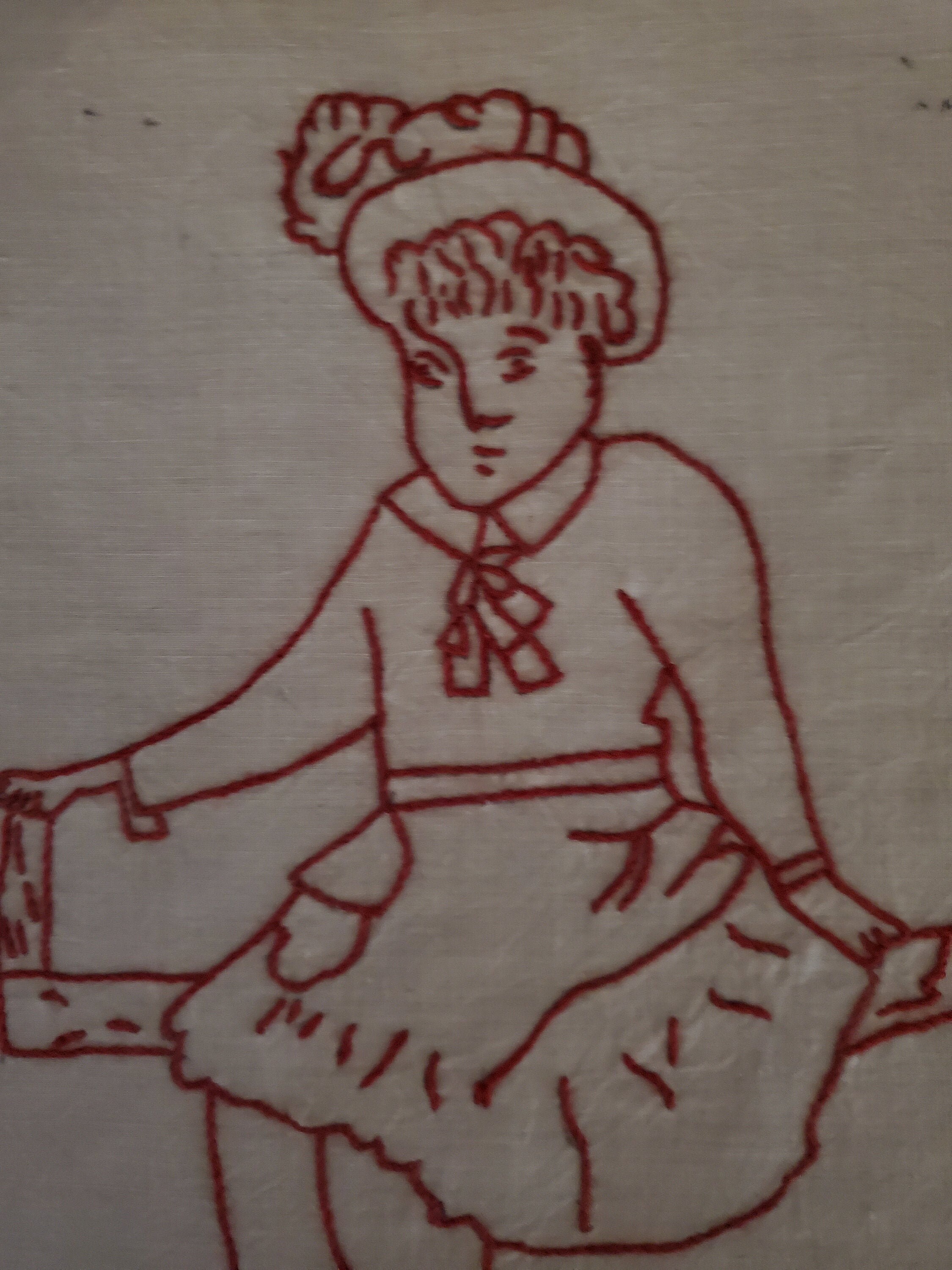 Antique Victorian Redwork Quilt Squaresset of Three Girl on - Etsy