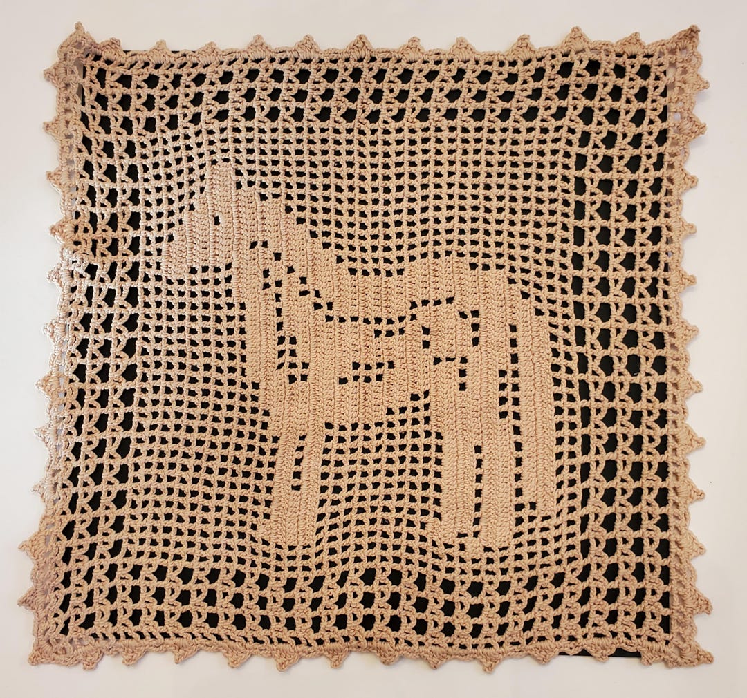 Vintage 1930's Filet Crochet With Horse Design - Etsy