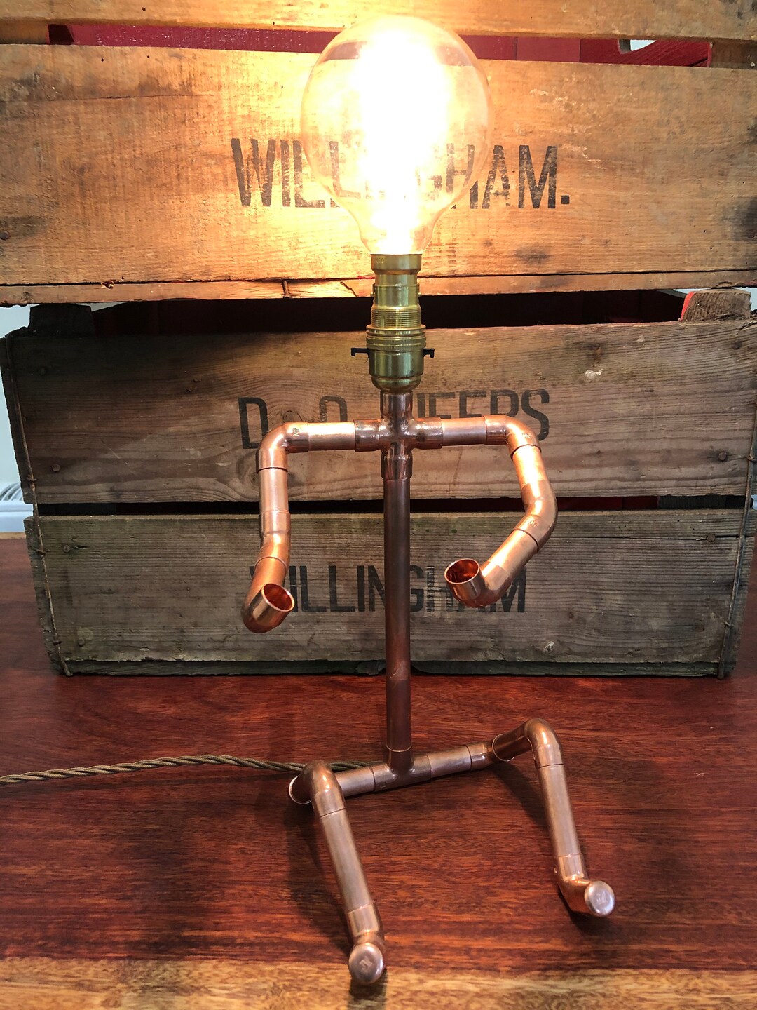 Recycled Industrial Copper Person Desk Lamp - Etsy