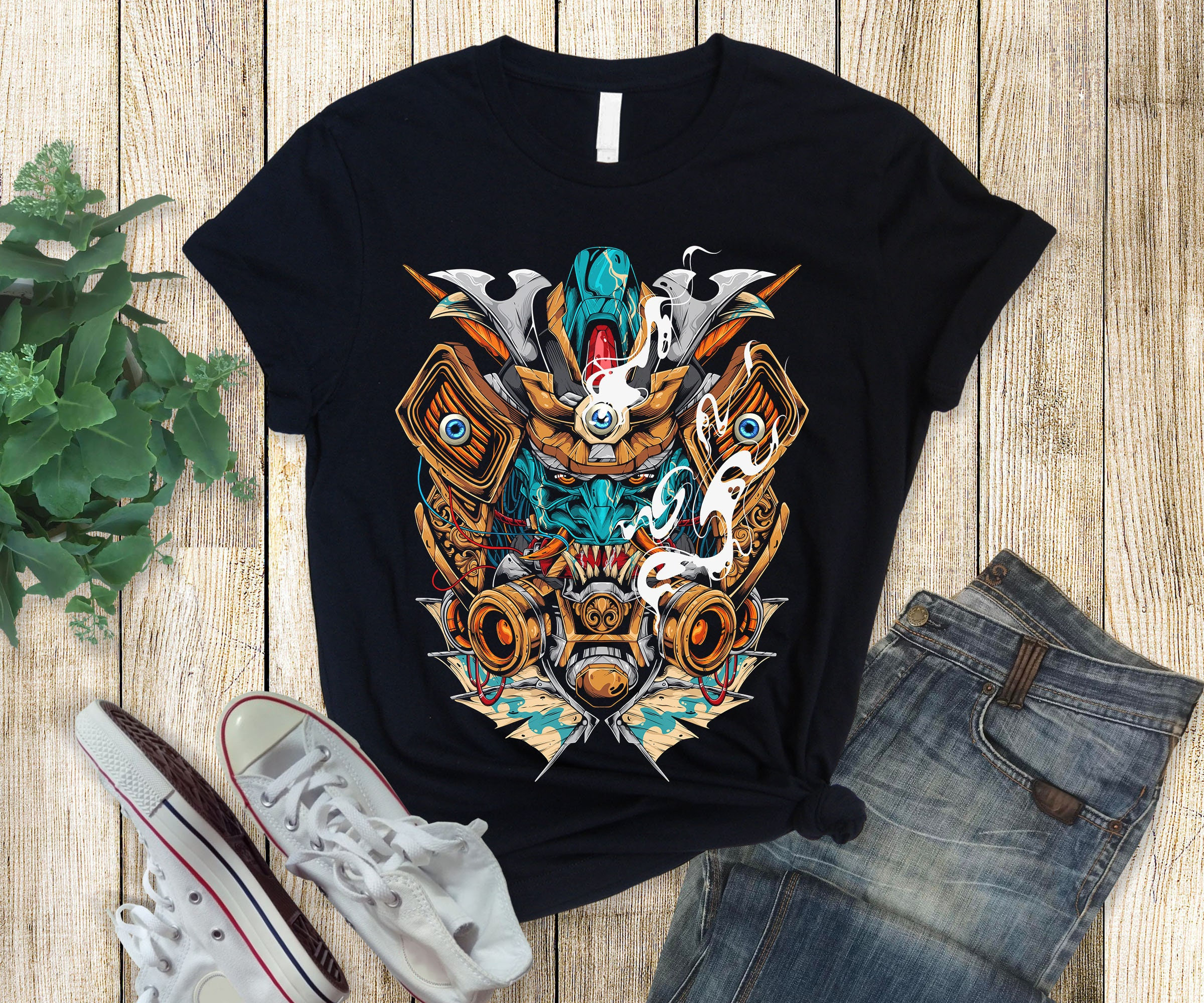 Japanese Evil Cyber Samurai - Bella Canvas - Unisex T-shirt - Etsy