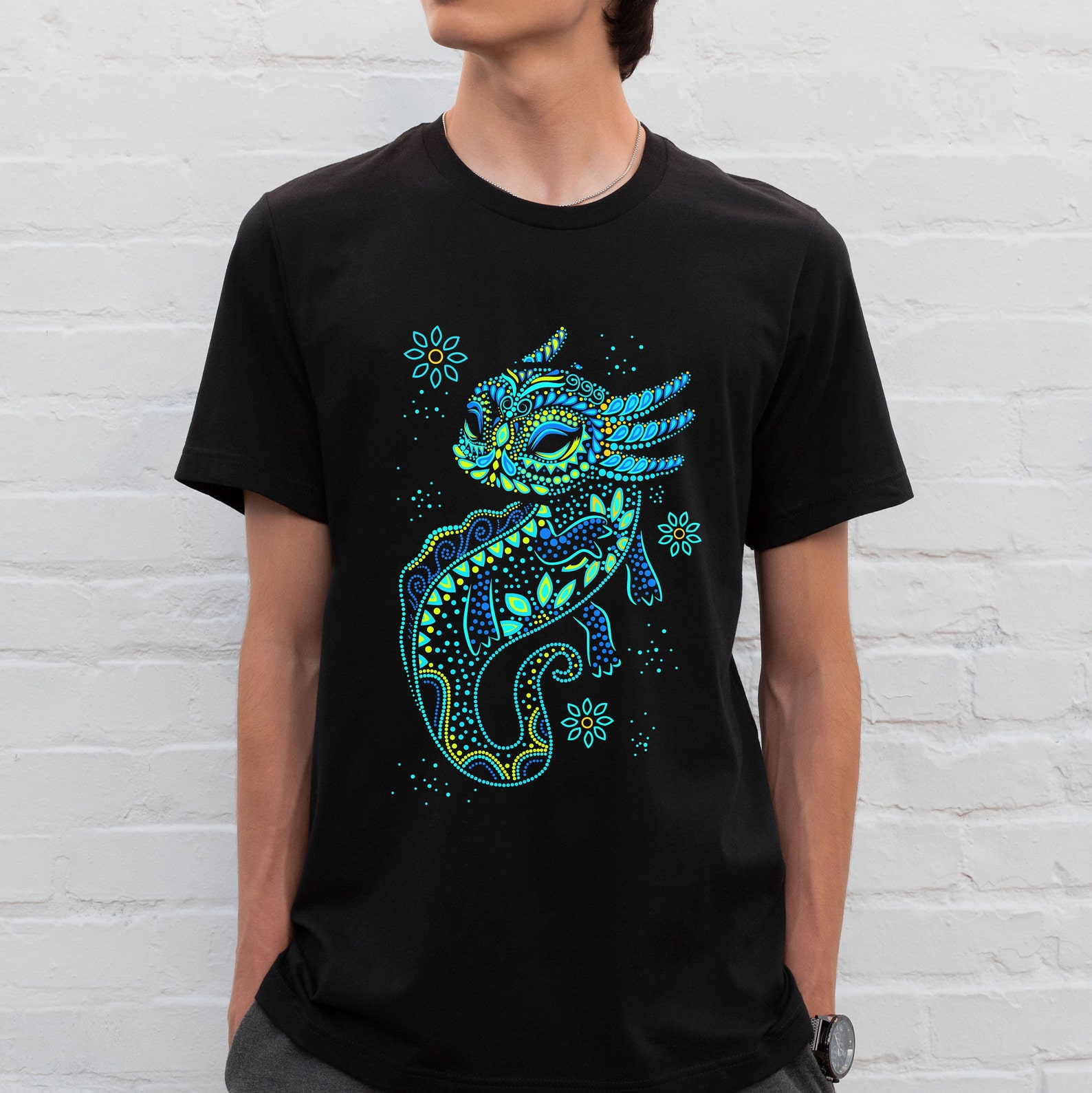 Axolotl Ajolote Huichol Azteca - Mexico - Unisex T-shirt - Etsy