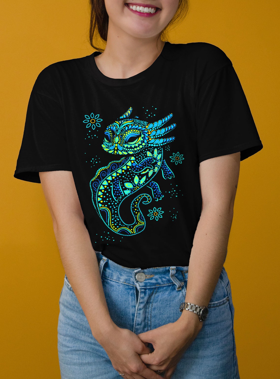 Axolotl Ajolote Huichol Azteca - Mexico - Unisex T-shirt - Etsy