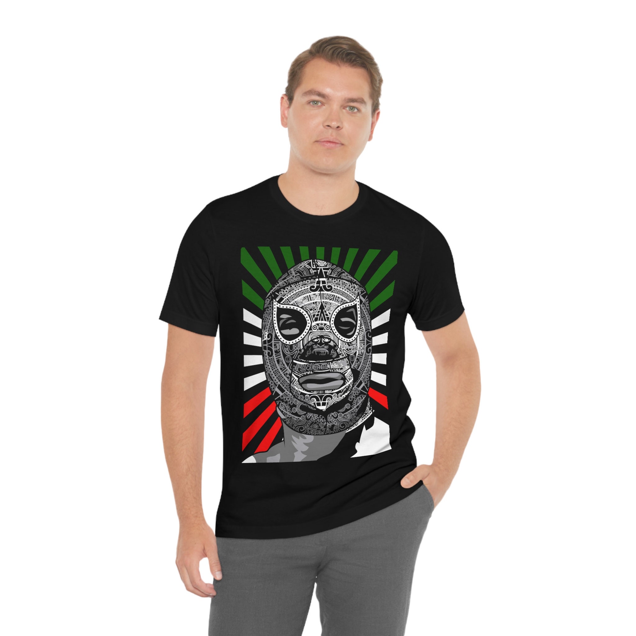 Luchador El Santo Aztec Calendar Mask - Mexico - Unisex T-shirt - Etsy
