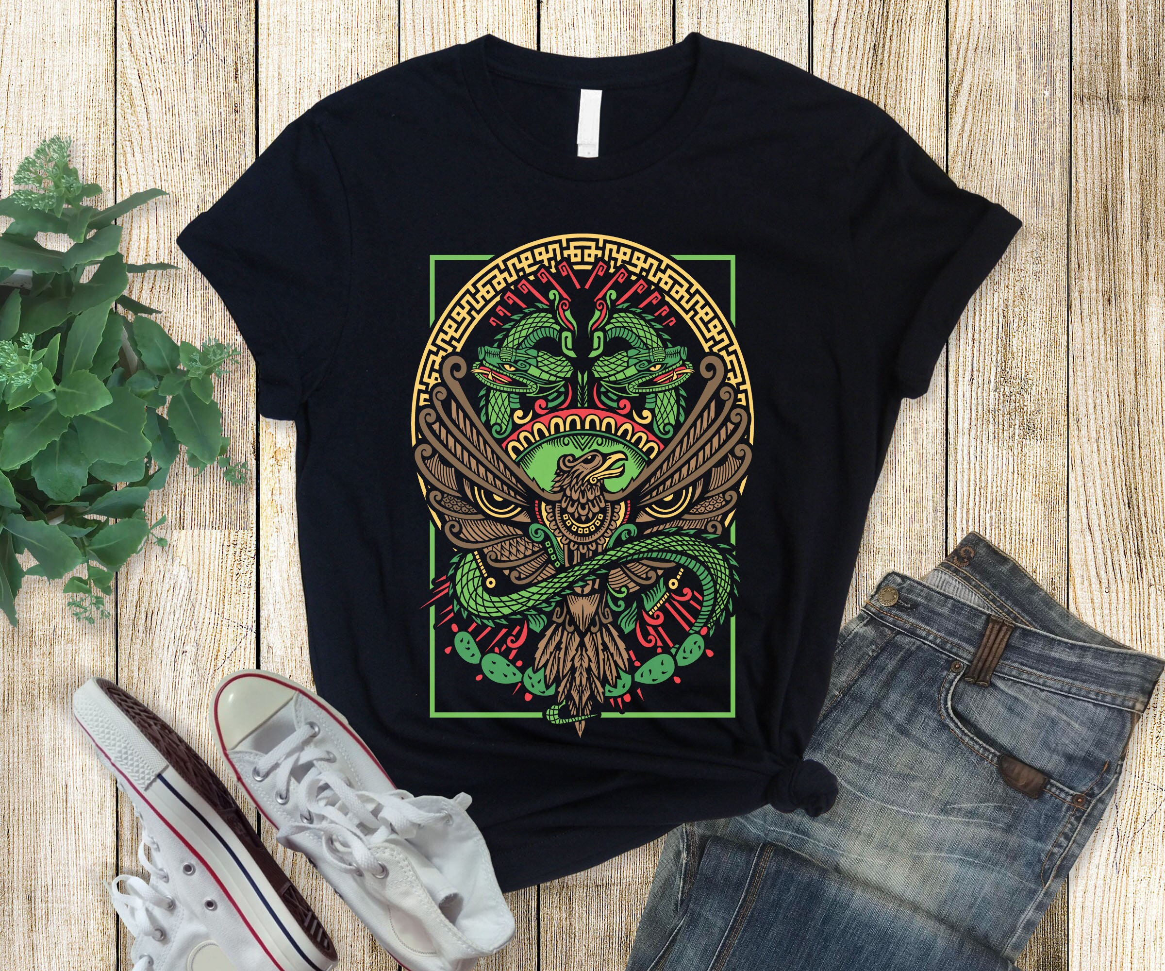Aztec Serpent Eagle Aguila Azteca Mexico Unisex T-shirt - Etsy