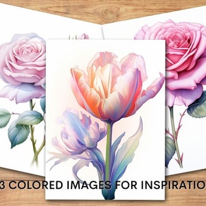 50 Beautiful Flowers Coloring Book, Printable PDF, Botanical Floral ...