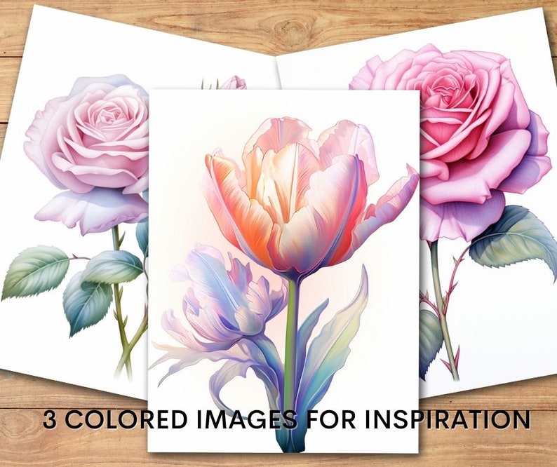 50 Beautiful Flowers Coloring Book, Printable PDF, Botanical Floral ...