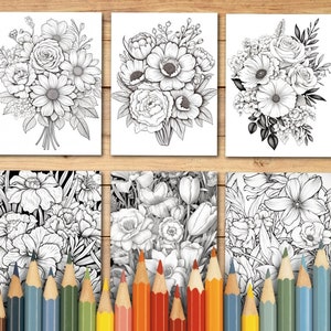 50 Beautiful Flowers Coloring Book, Printable PDF, Botanical Floral ...