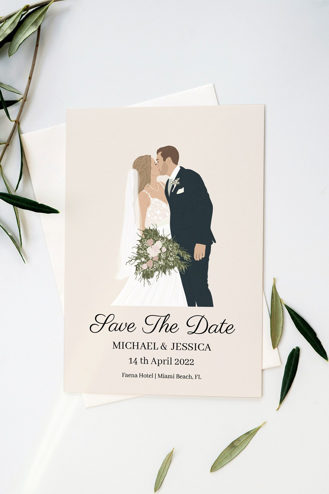 Custom Wedding Portrait Invitation| Save the Date Drawing From Photo ...