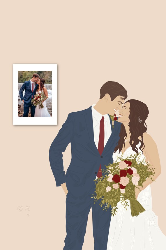 Wedding Illustration Custom Drawing From Photo Bride and | Etsy