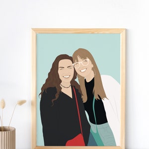 Custom Best Friend Portrait|personalized Friend Gift |minimalist ...