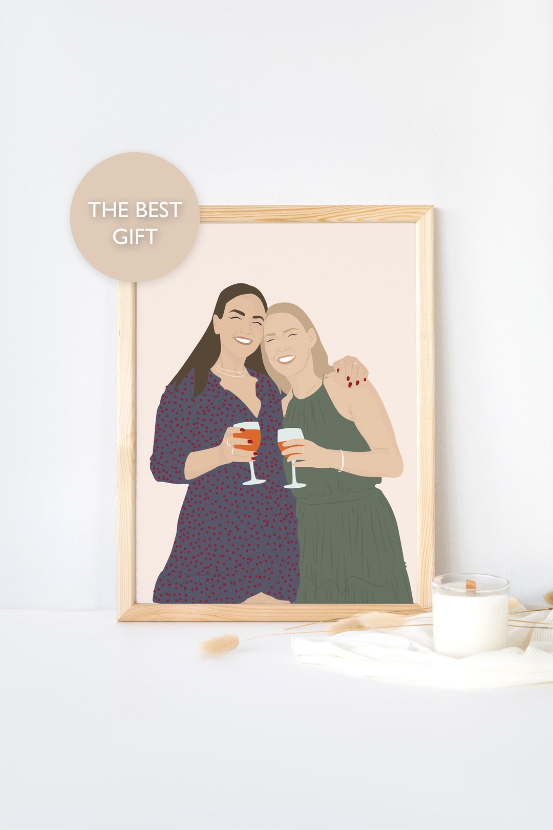 Custom Best Friend Portrait|personalized Friend Gift |minimalist ...