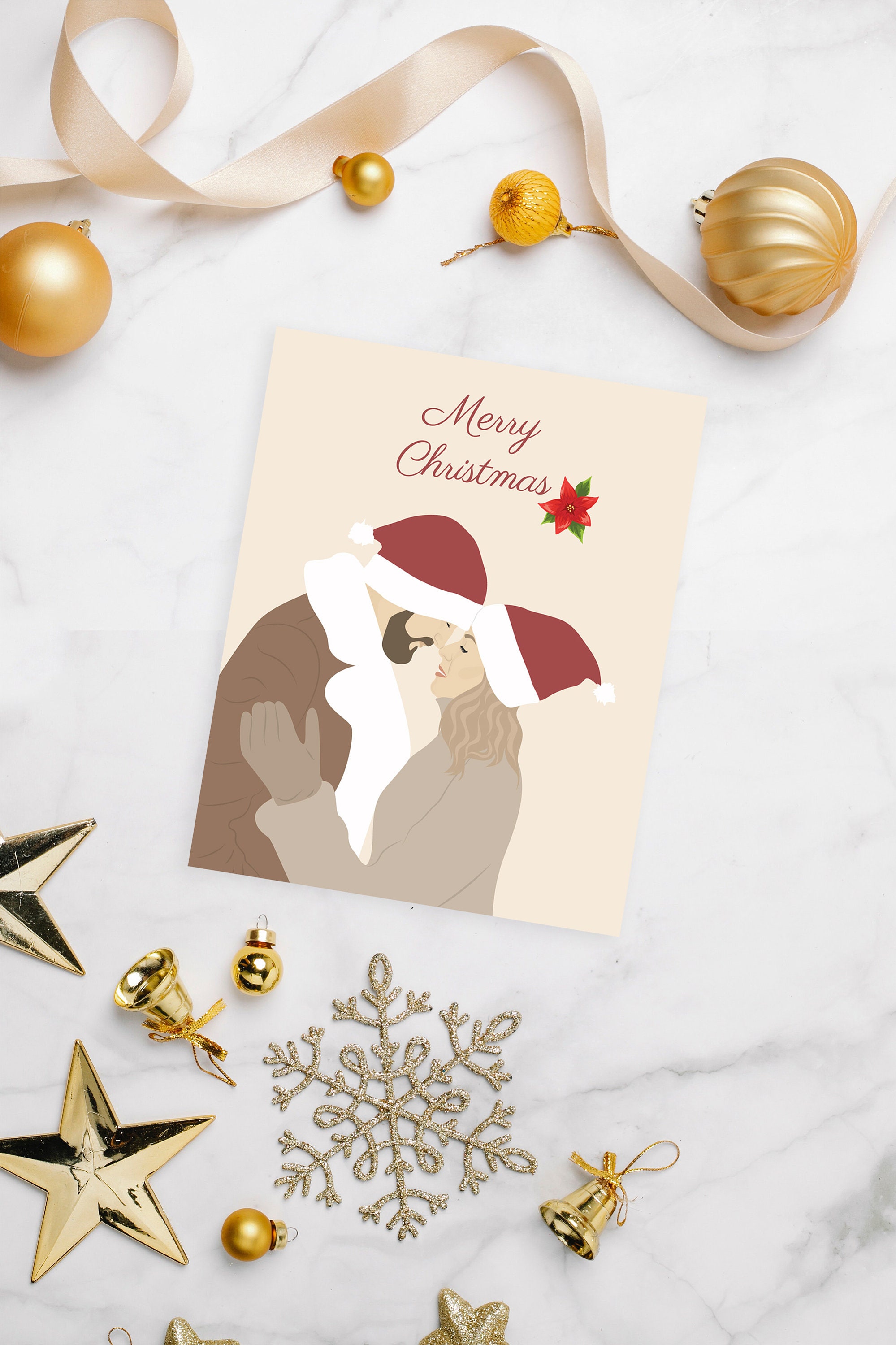 Custom Christmas Portrait Illustration Merry Christmas Card - Etsy