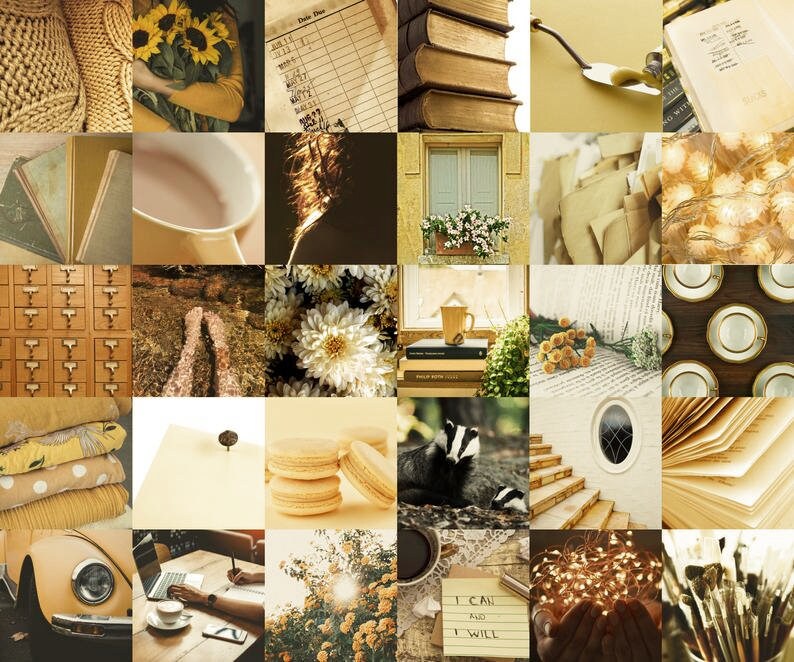Soft Yellow Collage Bundle Wall Art Print, Printable - Etsy