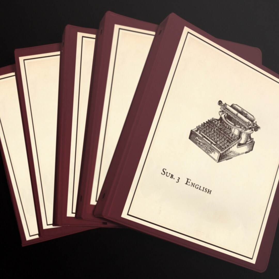 Set of 12, Vintage Style Binder Subject Inserts, Printable - Etsy