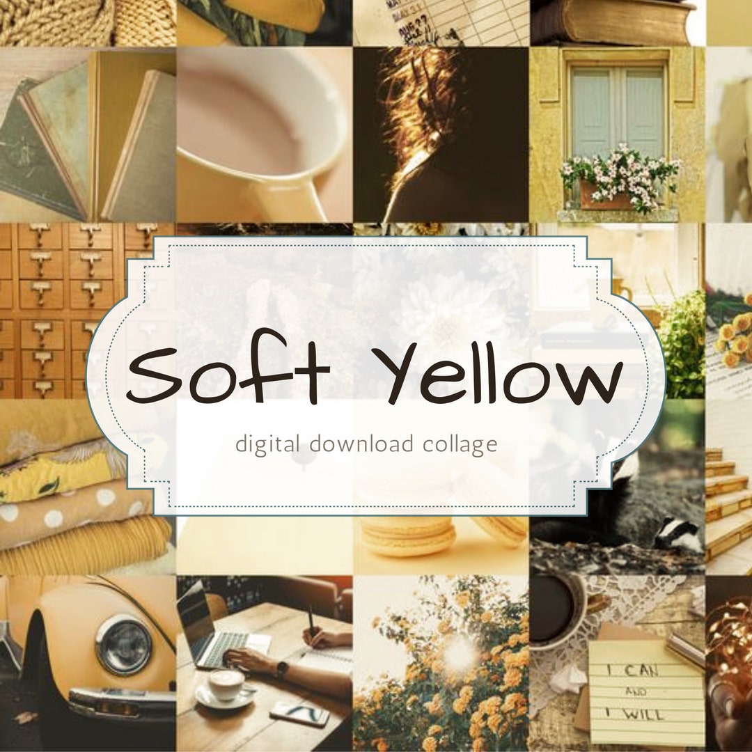 Soft Yellow Collage Bundle Wall Art Print, Printable - Etsy