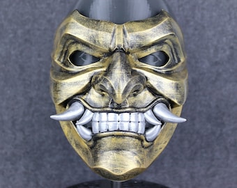 Kabuto Samurai Mask With Fangs - Black - Etsy