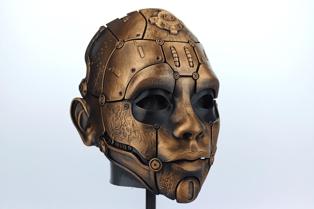 Cyborg Humanoid Android Mask - Bronze - Etsy