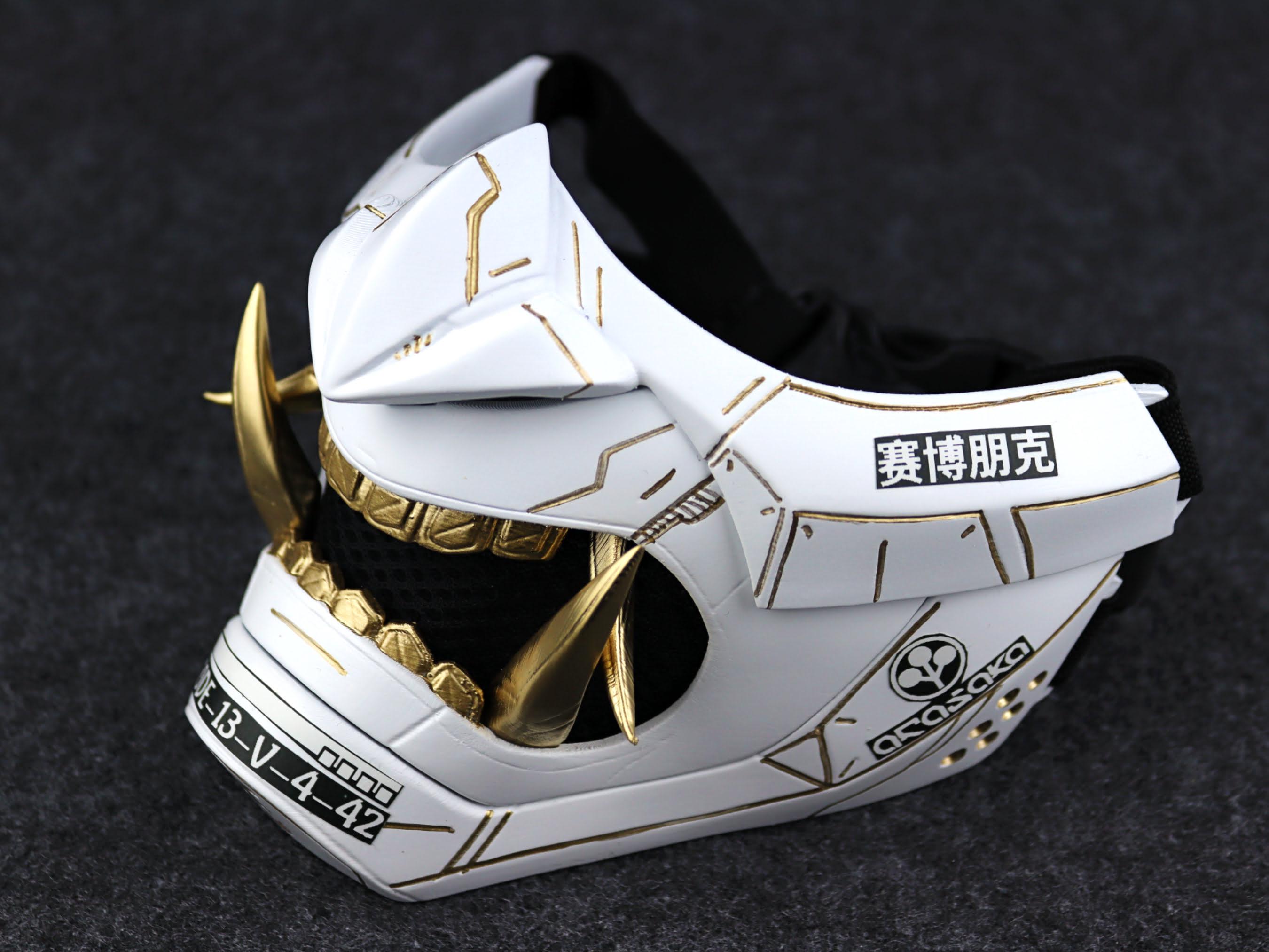 Oni Cyber Samurai Cosplay Mask - Matte White - Etsy