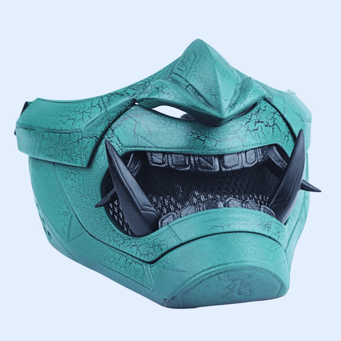 Oni Cyber Samurai Cosplay Mask - Cracked Effect Black/green - Etsy