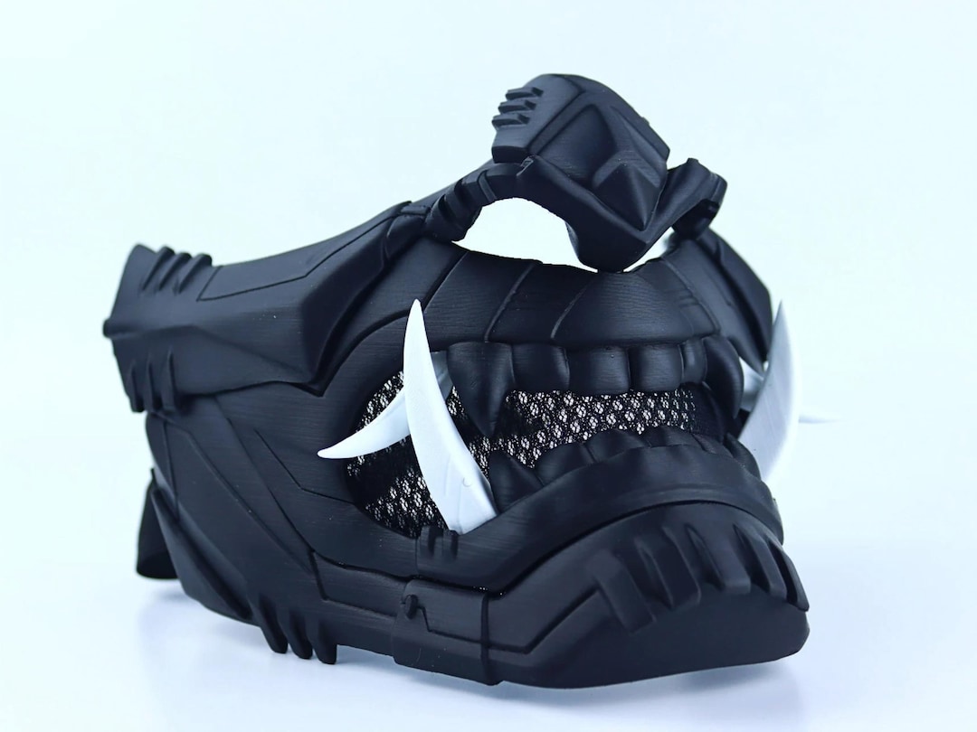 Oni Cyber Samurai Mask - Matte Black - Etsy