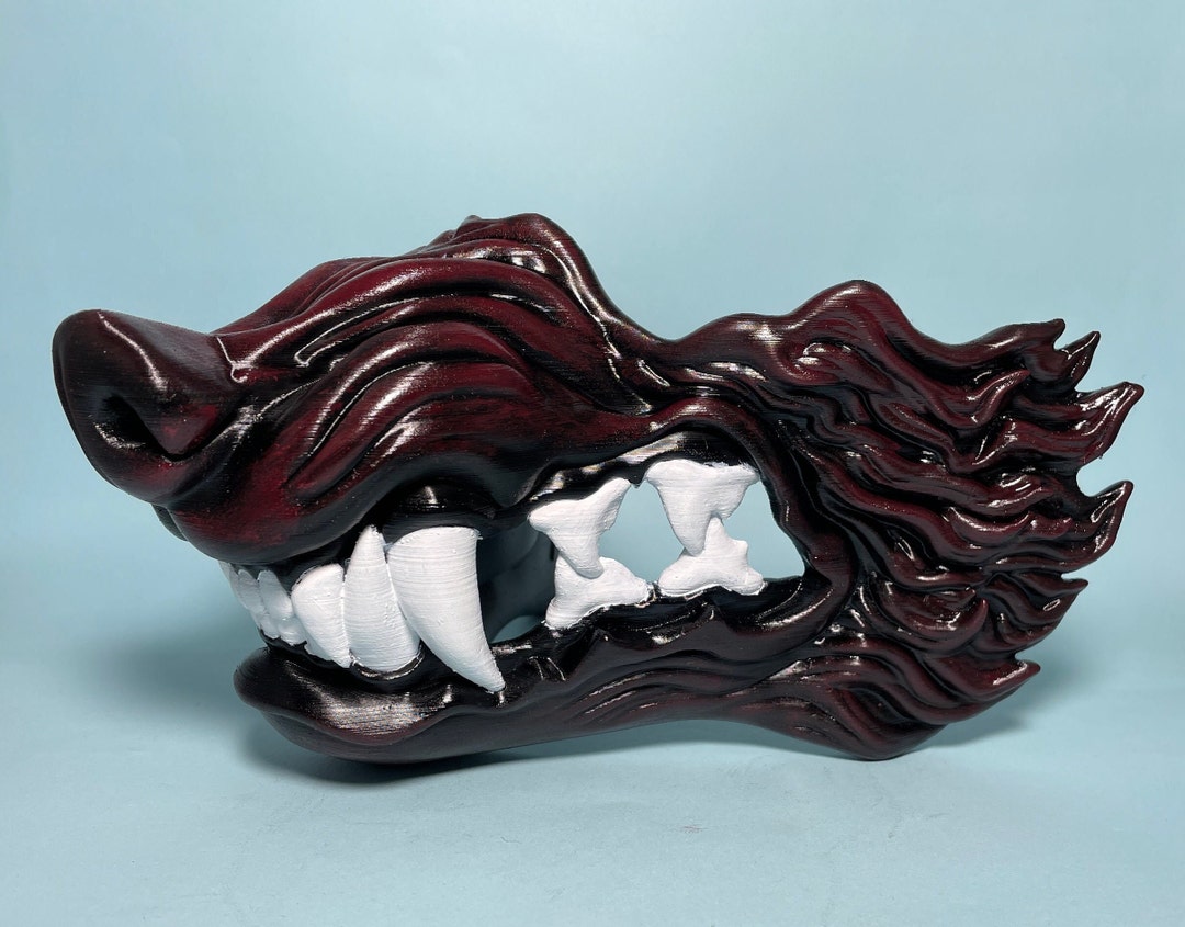 Wolf Snarling Animal Face Mask - Red - Etsy