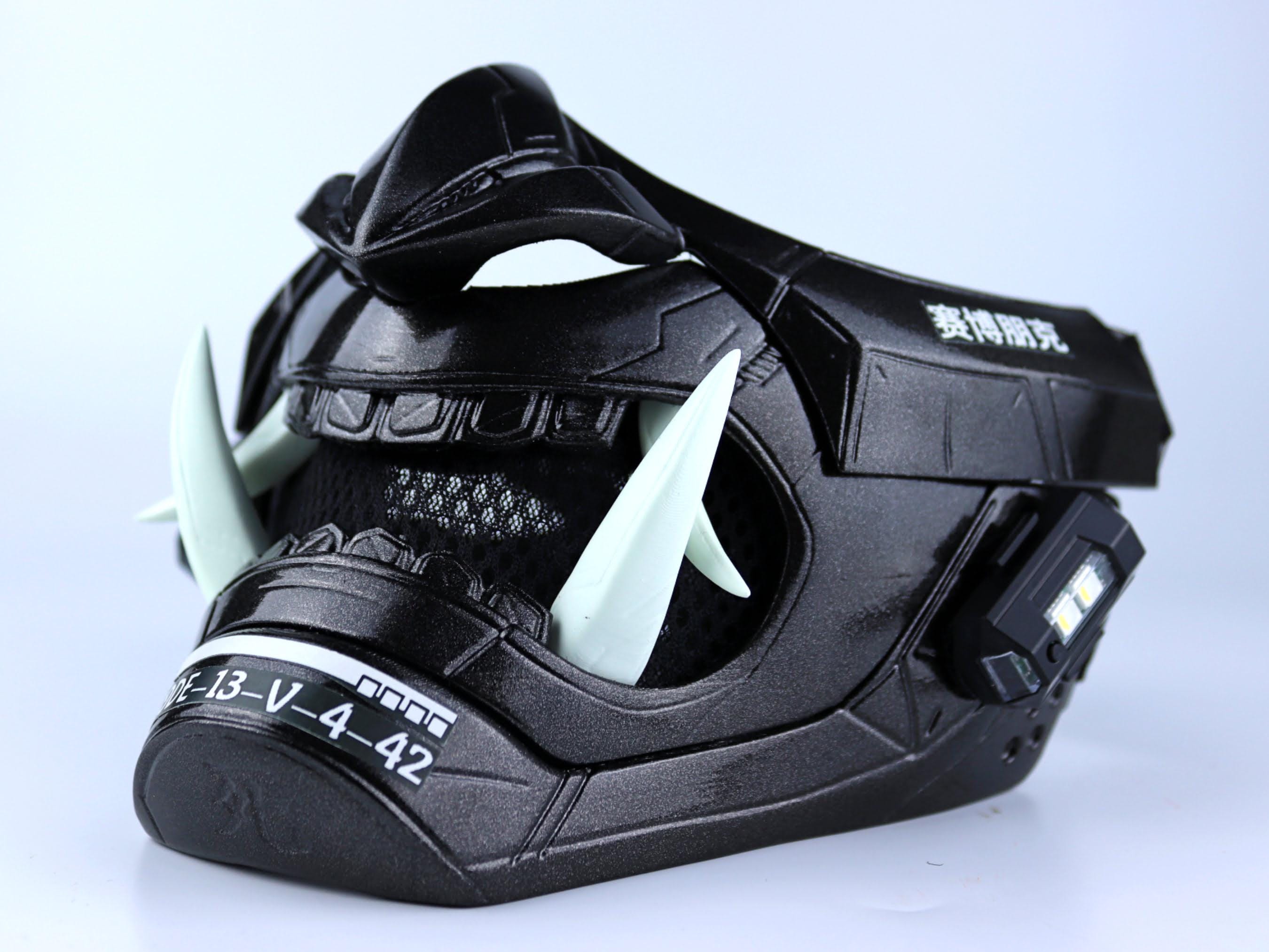 Oni Cyber Samurai Techwear LED Mask - Metallic Black - Etsy