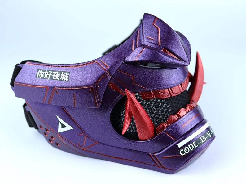 Oni Cyber Samurai Cosplay Mask - Metallic Violet - Etsy