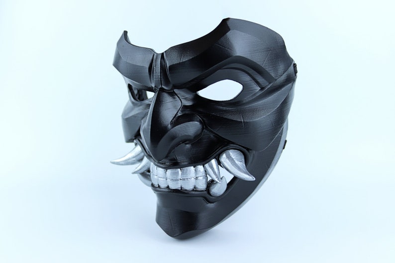 Kabuto Samurai Mask With Fangs - Black - Etsy