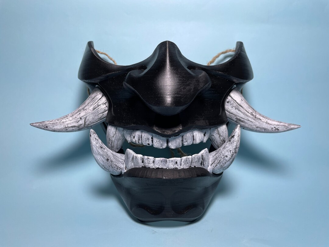 Hannya Japanese Oni Mask - Black - Etsy
