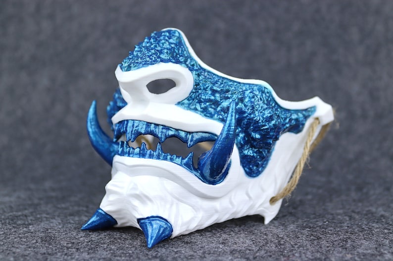 Japanese Oni Samurai Mask - White - Etsy