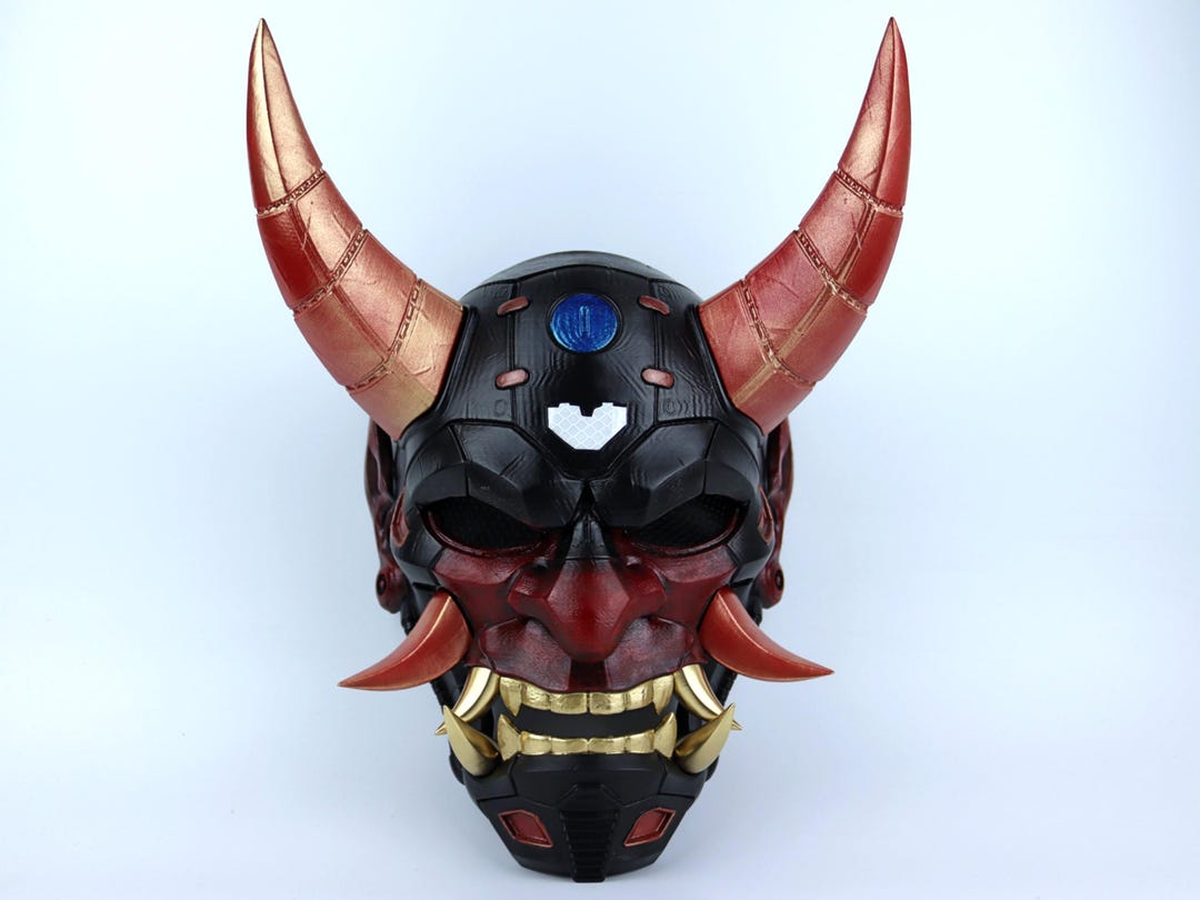 Cyborg Full Face Mecha Oni Mask - Matte Black - Etsy
