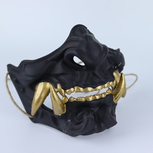 Japanese Oni Half Face Cosplay Samurai Mask - Etsy
